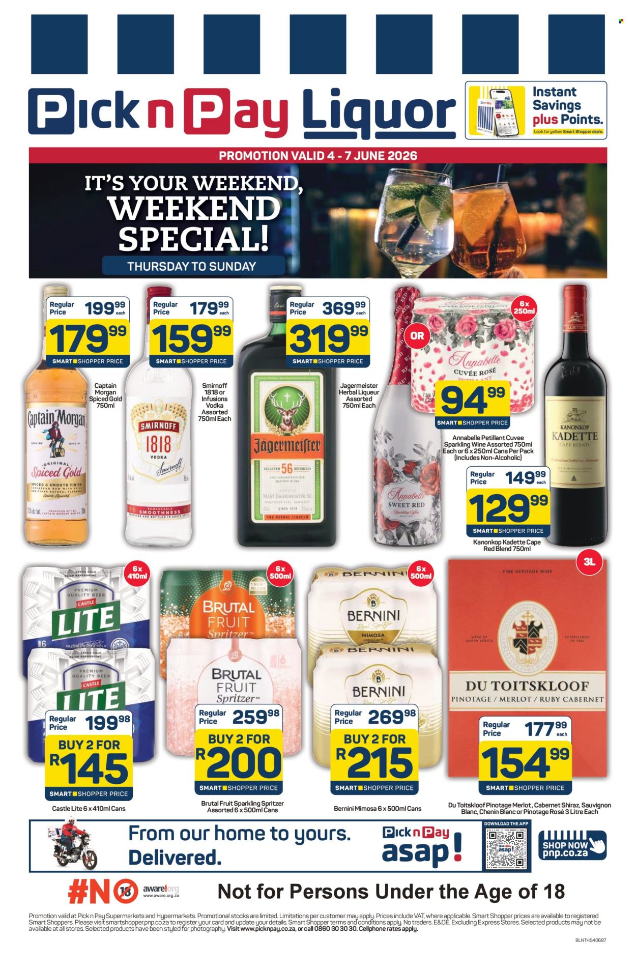 PICK N PAY specials • Weekend Liquor Specials • From Thursday 4 Jun 2026